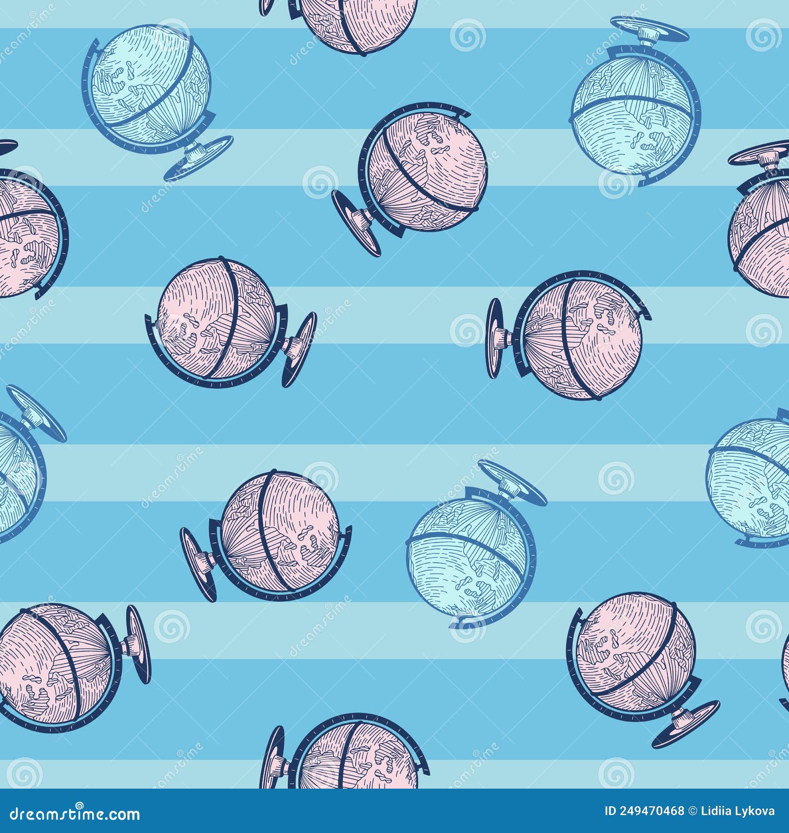 The Globe Engraved Seamless Pattern. Vintage Background Old Atlas Earth ...