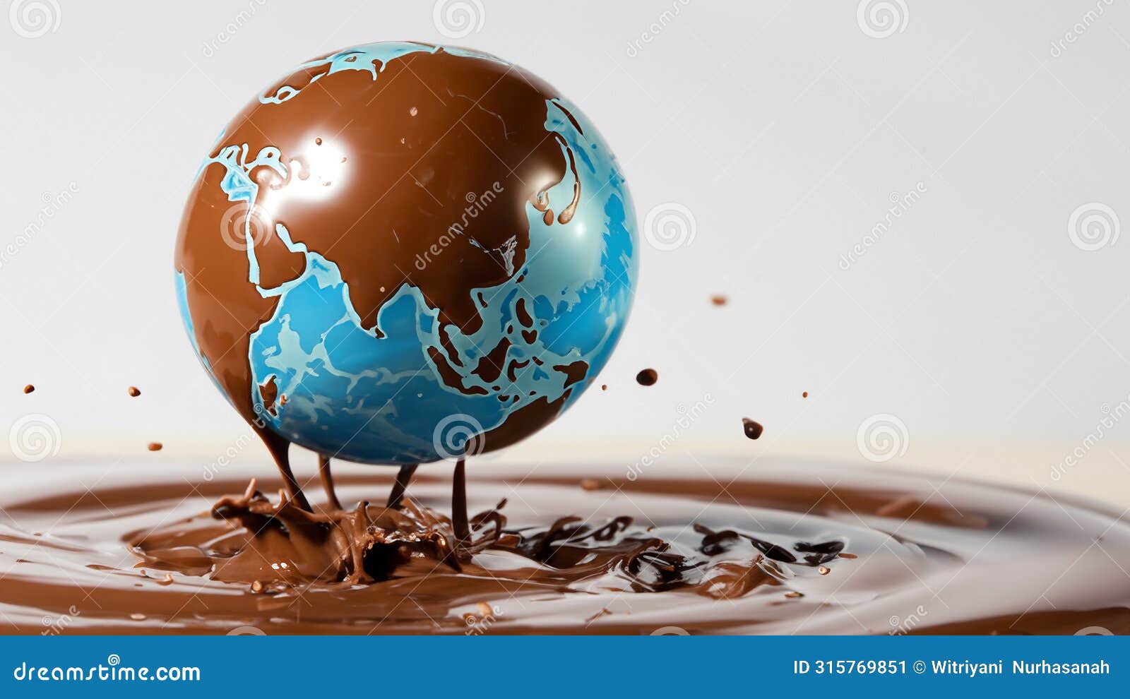 Globe Falling in To the Splashed Hot Melted Chocolated. World Chocolate ...
