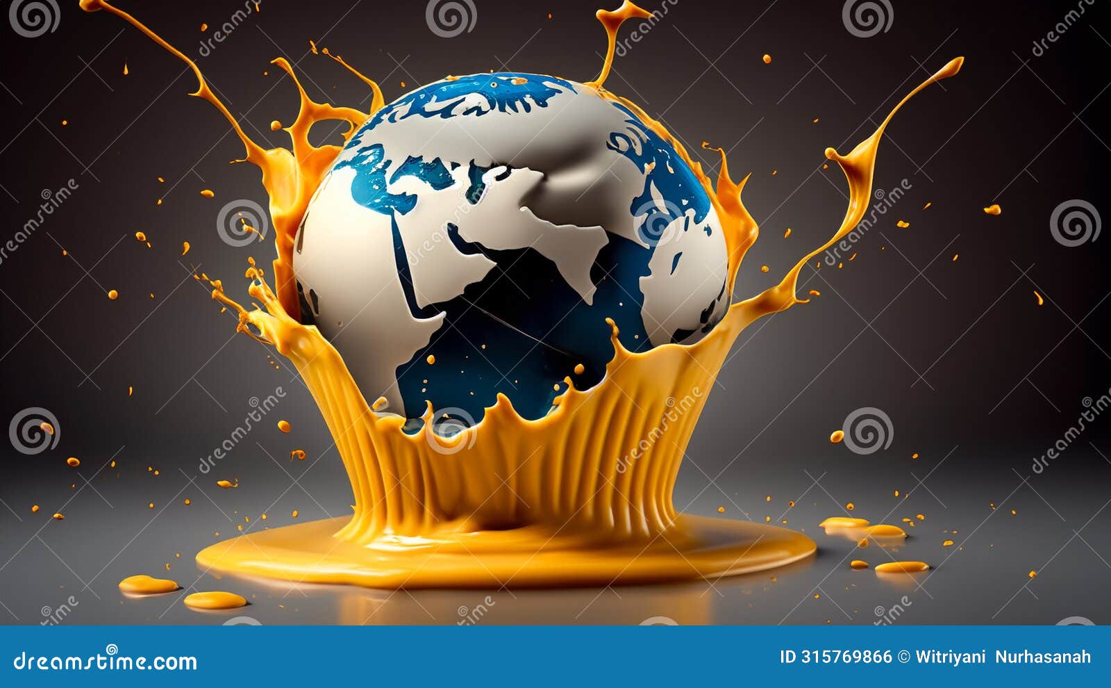 Globe Falling in To the Splashed Hot Melted Chocolated. World Chocolate ...