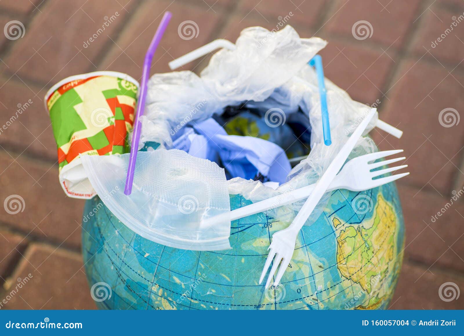 Globe Filled with Plastic Trash. the Concept of Pollution by Plastic ...