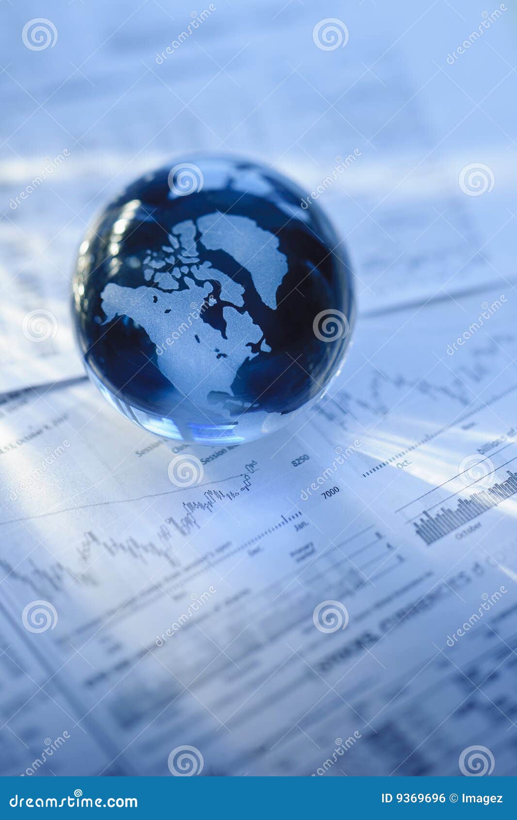 Globe with Financial Papers Stock Photo - Image of profit, money: 9369696