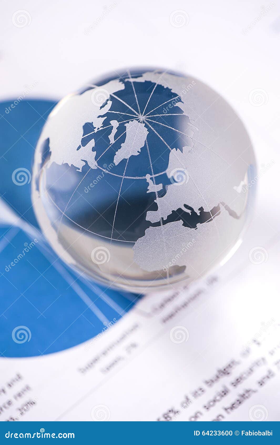 Globe with Financial Papers Stock Photo - Image of currency, finance ...