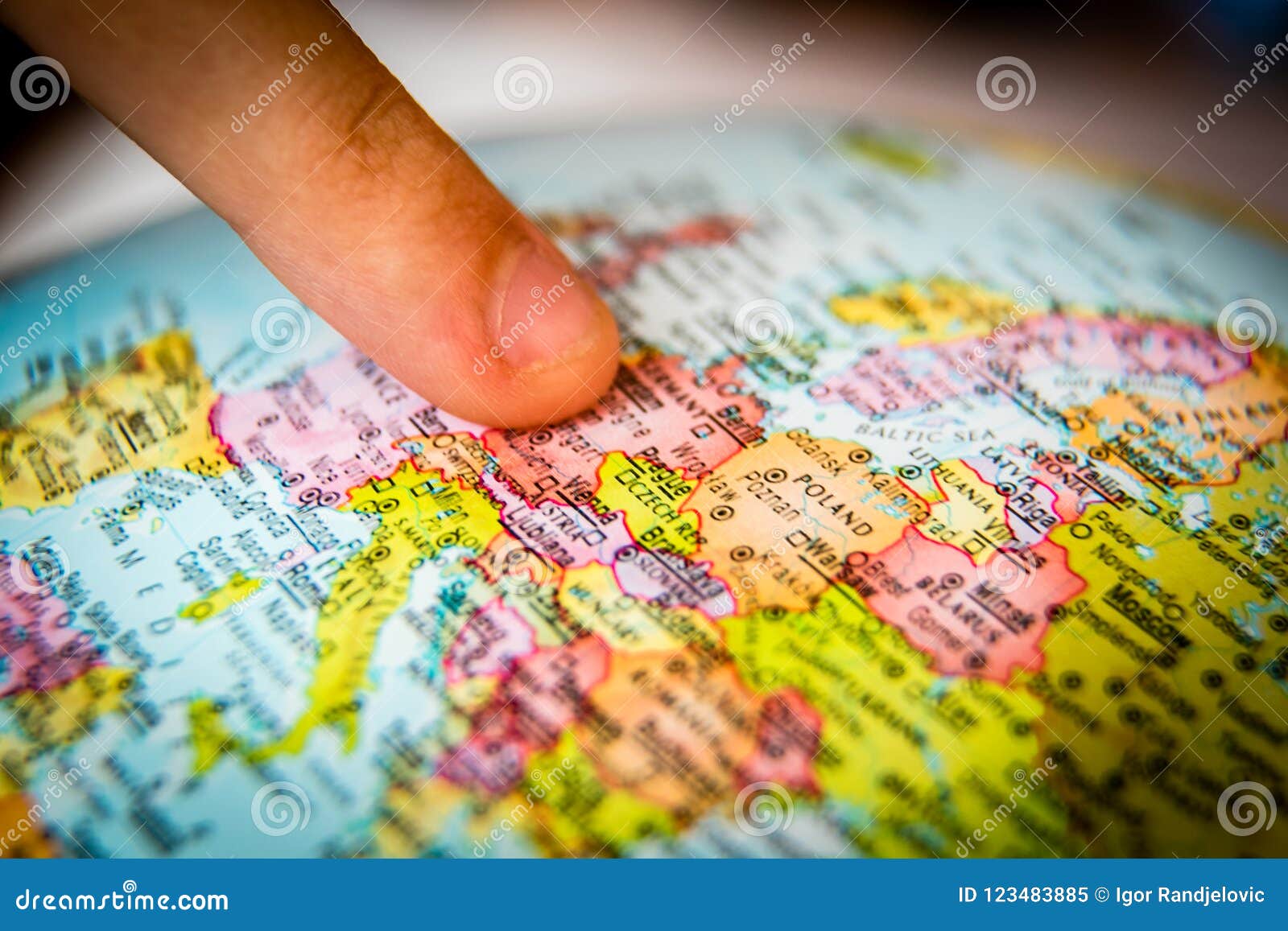 Globe and Finger stock image. Image of international - 123483885