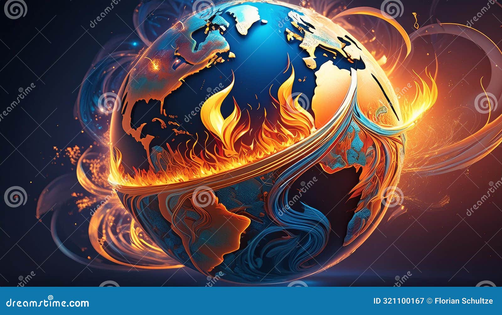 A globe with fire on it stock illustration. Illustration of warming ...