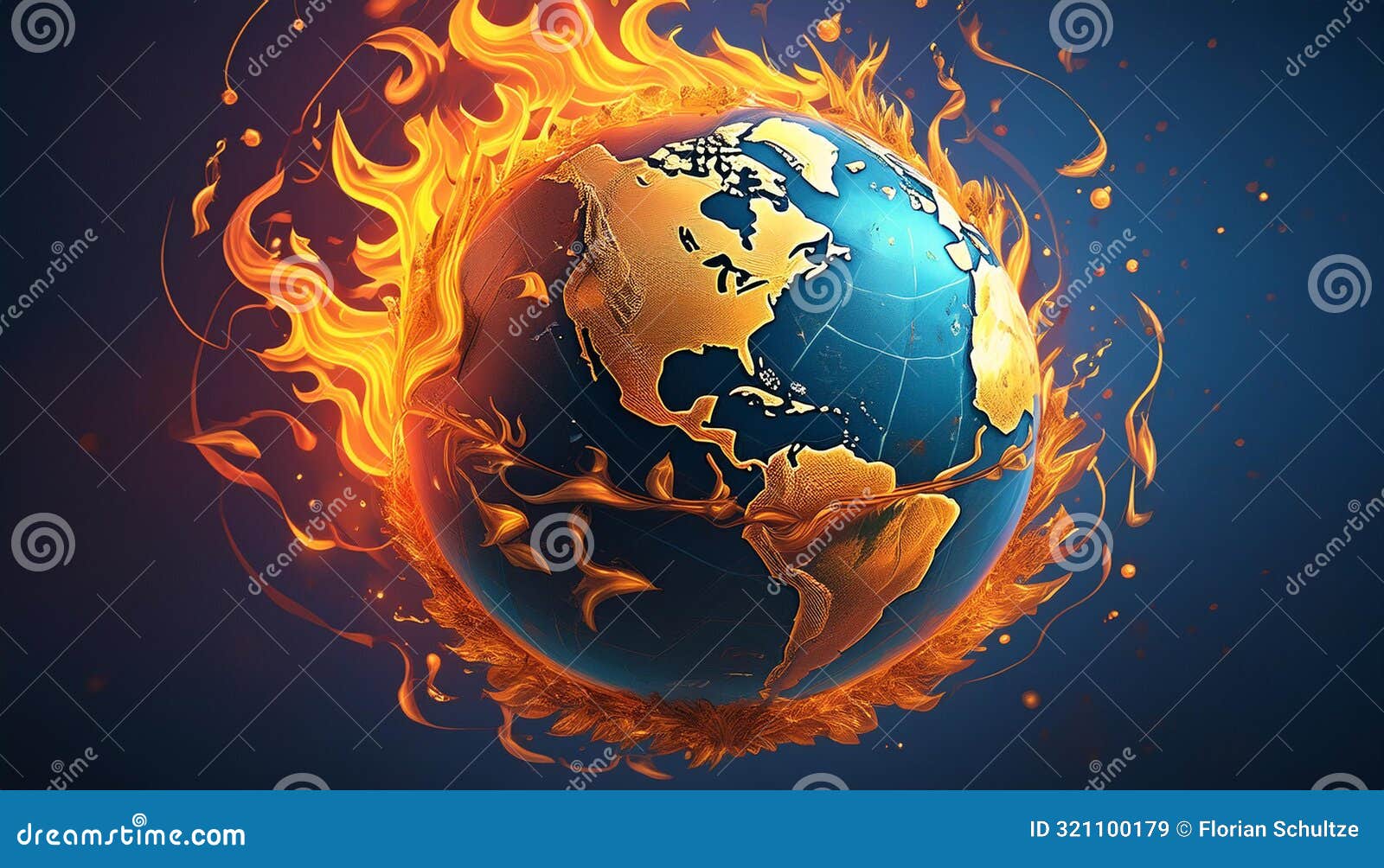 A globe with fire on it stock illustration. Illustration of danger ...