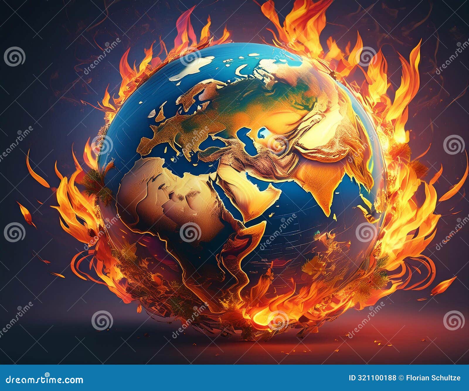 A globe with fire on it stock illustration. Illustration of warming ...
