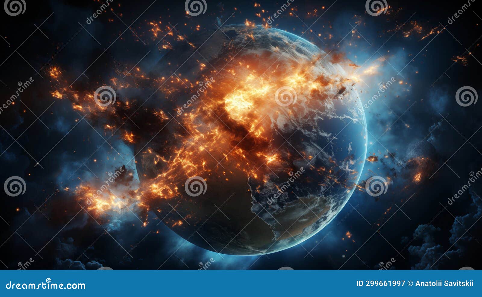 The Globe is on Fire, Global Catastrophe, Explosion of the Earth, End ...