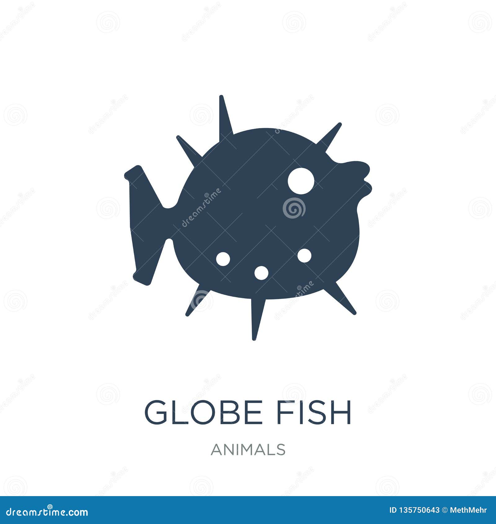 Globe Fish Icon in Trendy Design Style. Globe Fish Icon Isolated on ...