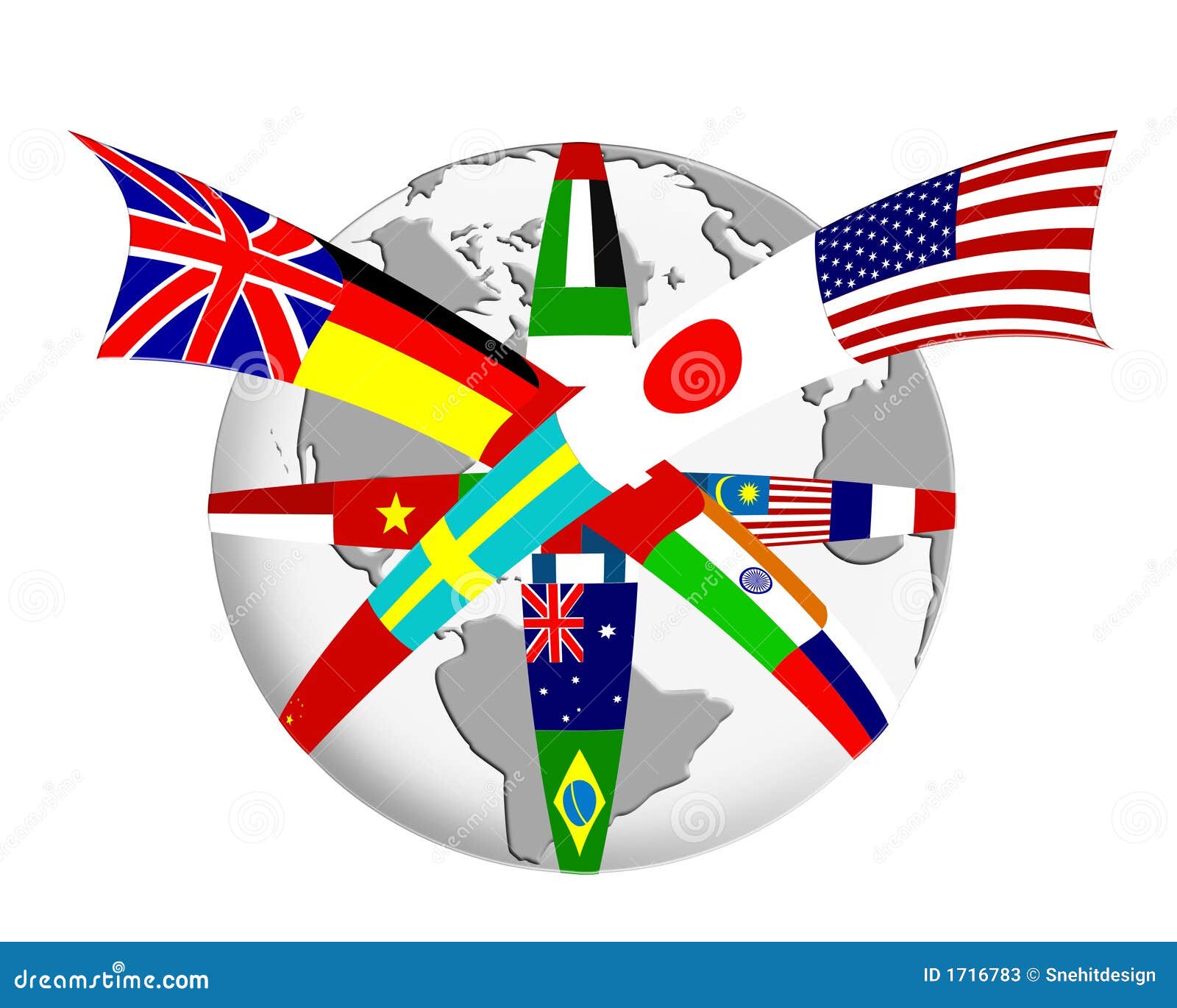 Globe and flag abstract stock illustration. Illustration of america ...