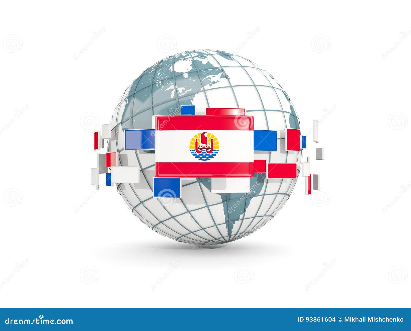 Globe with Flag of French Polynesia Isolated on White Stock ...