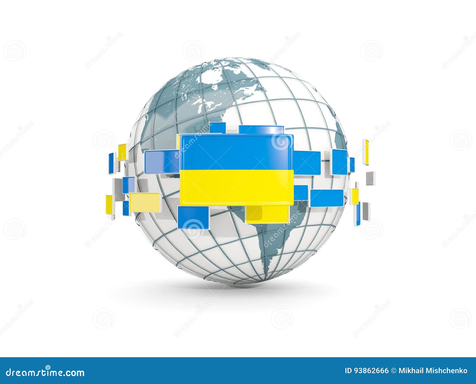 Globe with Flag of Ukraine Isolated on White Stock Illustration ...