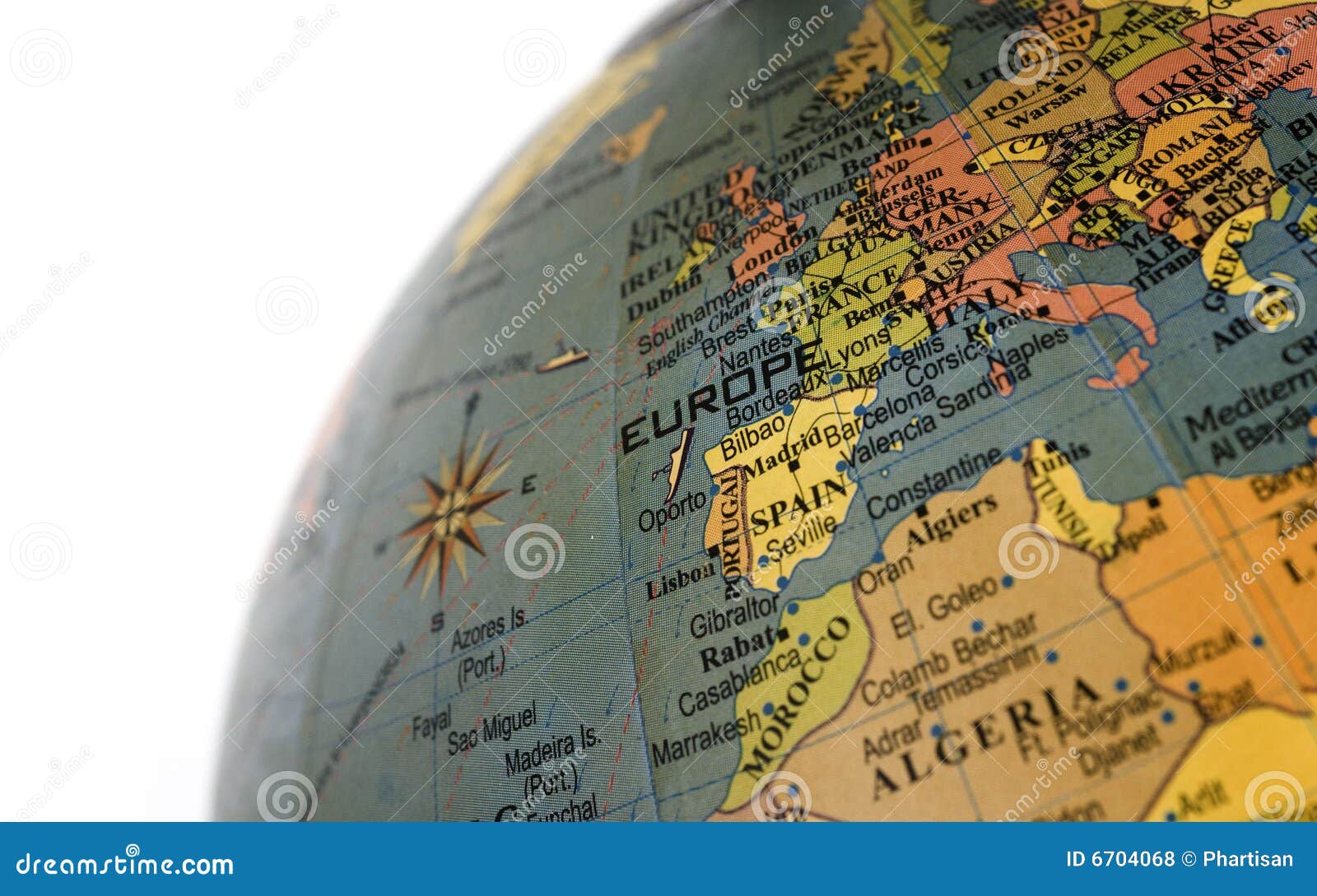 Globe Map Focused On Europe. France, Germany, Greece, Spain, Italy. Map ...