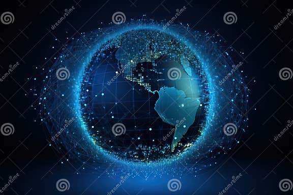 Globe in the Form of a Blue World in the Internet. Blue Earth Stock ...