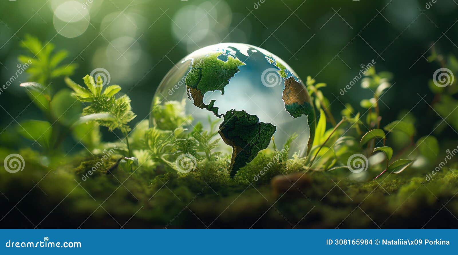 Globe among Fresh Greenery. Sustainability and Environmental Care Stock ...