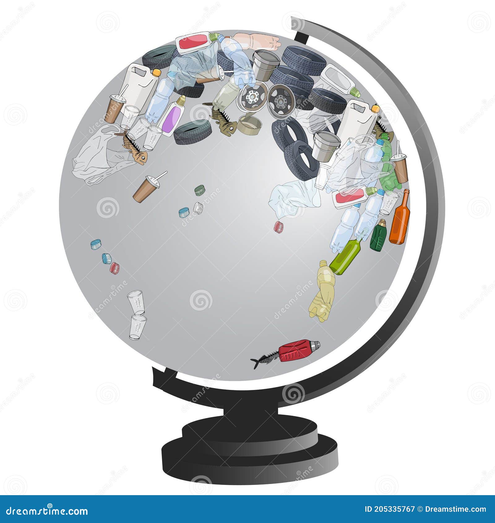 Globe with Garbage and Waste. Ecology Concept Stock Illustration ...