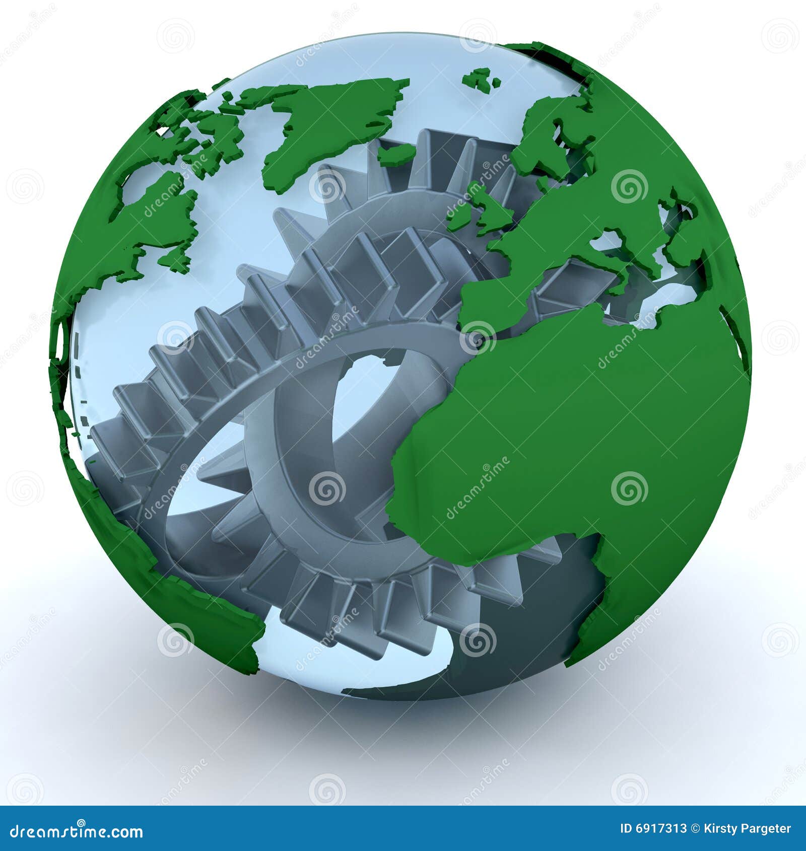 Globe with gears stock illustration. Illustration of gears - 6917313