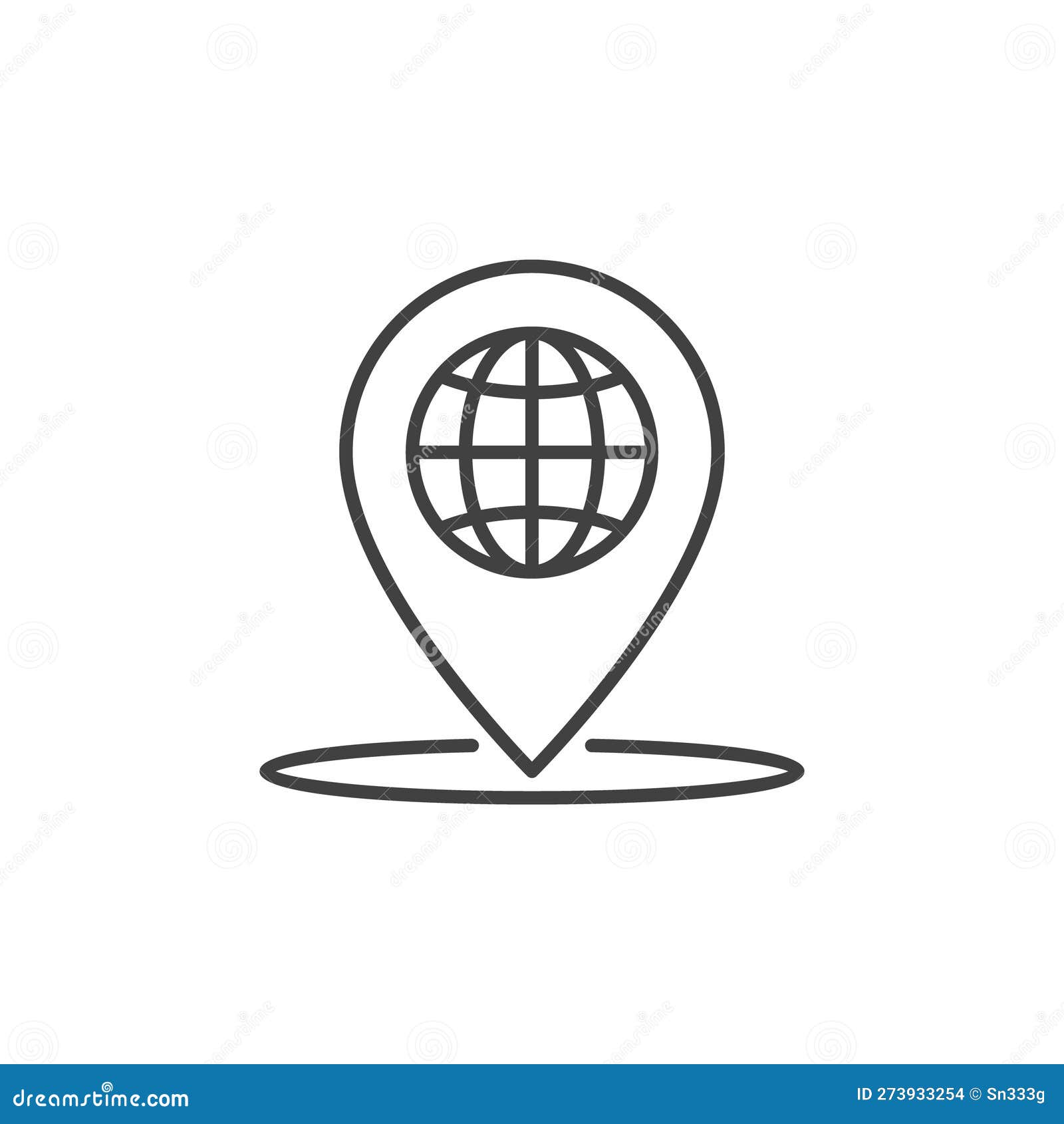 Globe Geo Pin Vector Concept Outline Icon or Sign Stock Illustration ...