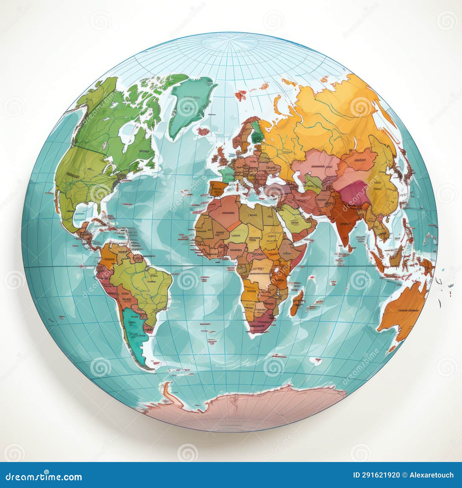 Globe and Geographic Map on White Background Stock Photo - Image of ...