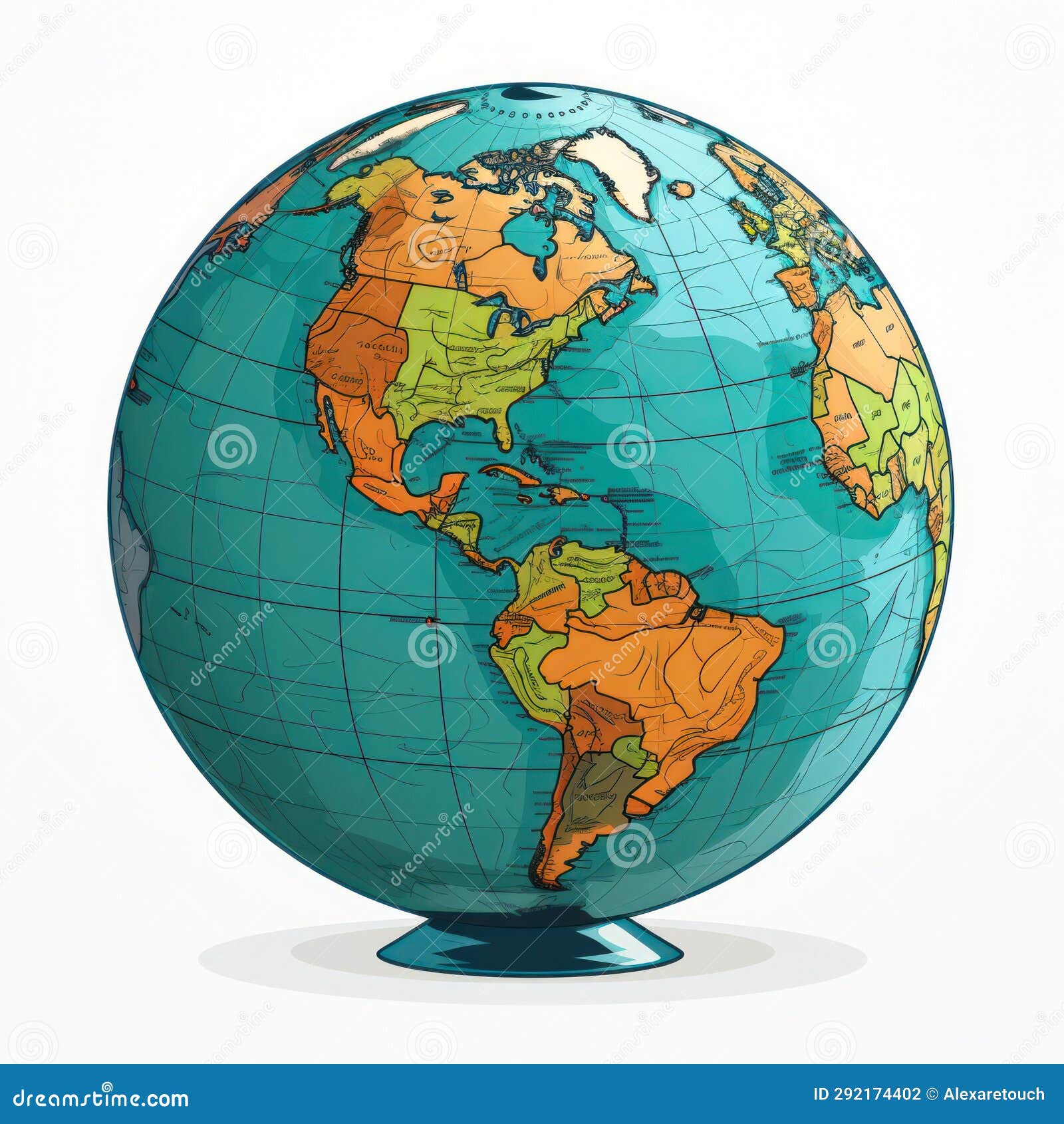 Globe and Geographic Map on White Background Stock Photo - Image of ...