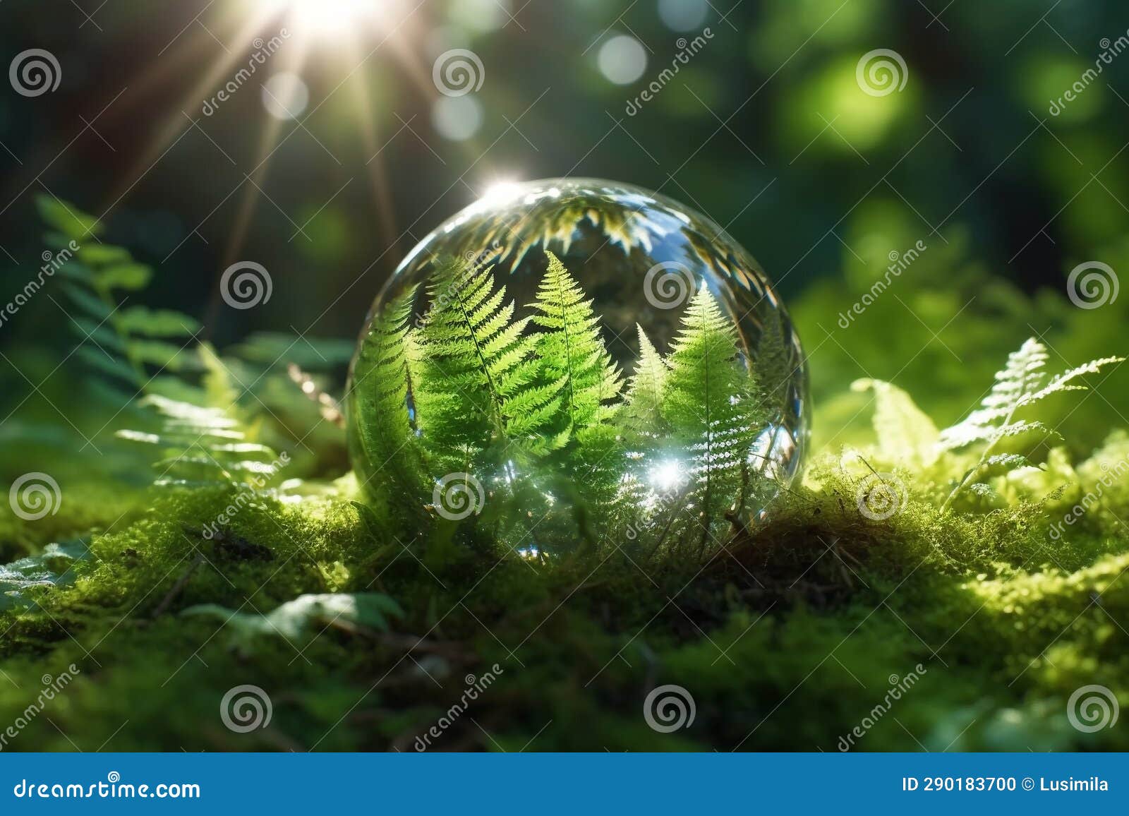 Globe glass with sunlight. stock photo. Image of sphere - 290183700
