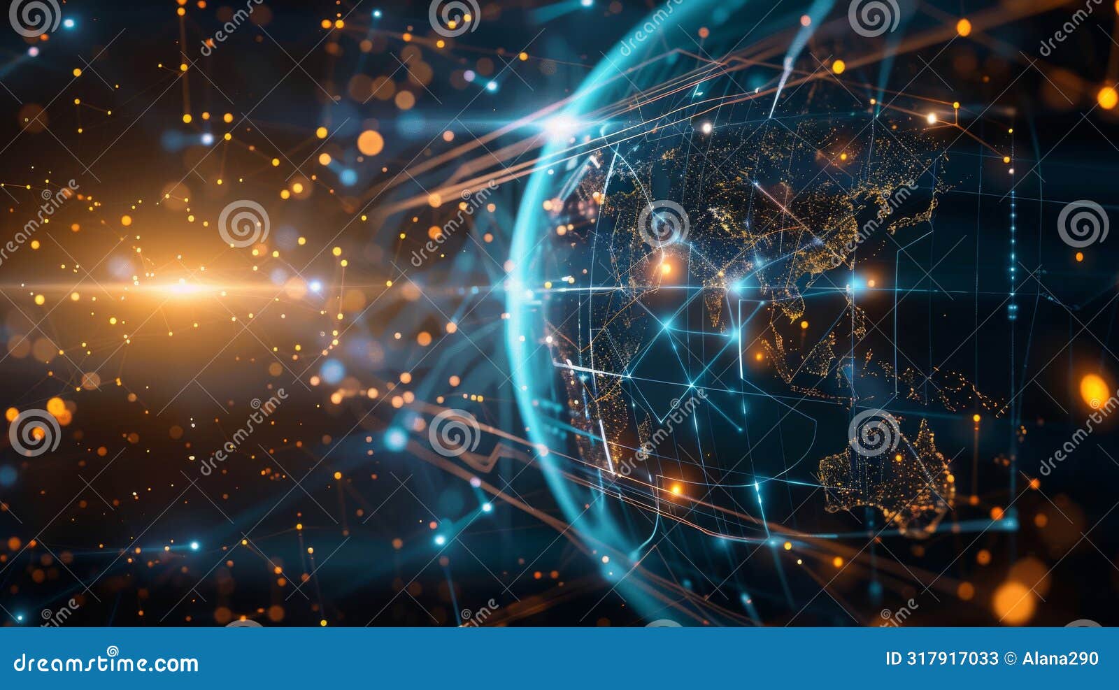 Globe with Global Connection Lines and Lights. Worldwide Technology ...