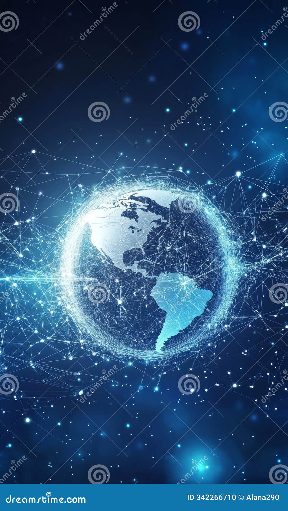 Globe with Global Connection Lines and Lights. Worldwide Technology ...