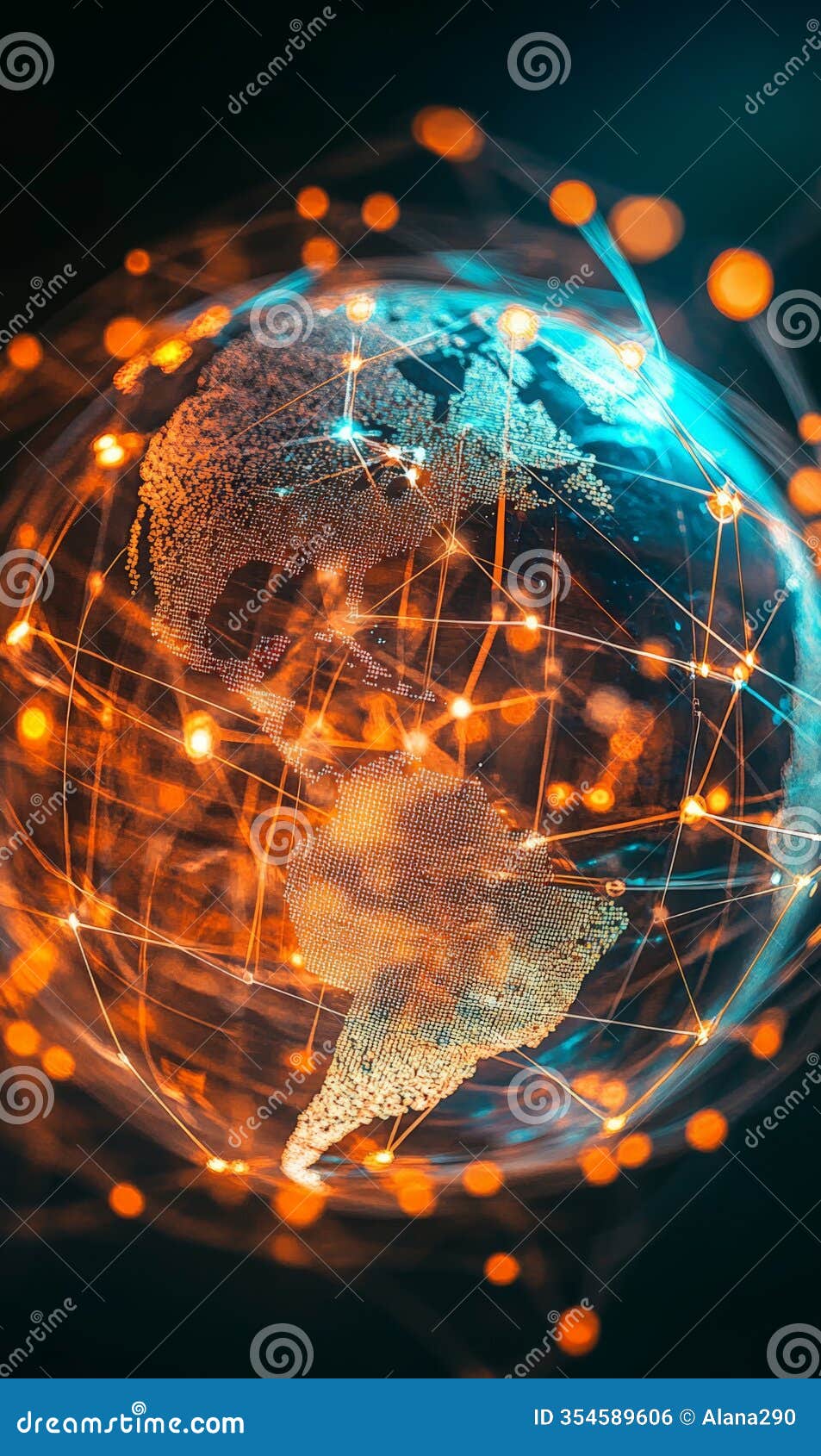 Globe with Global Connection Lines and Lights. Worldwide Technology ...