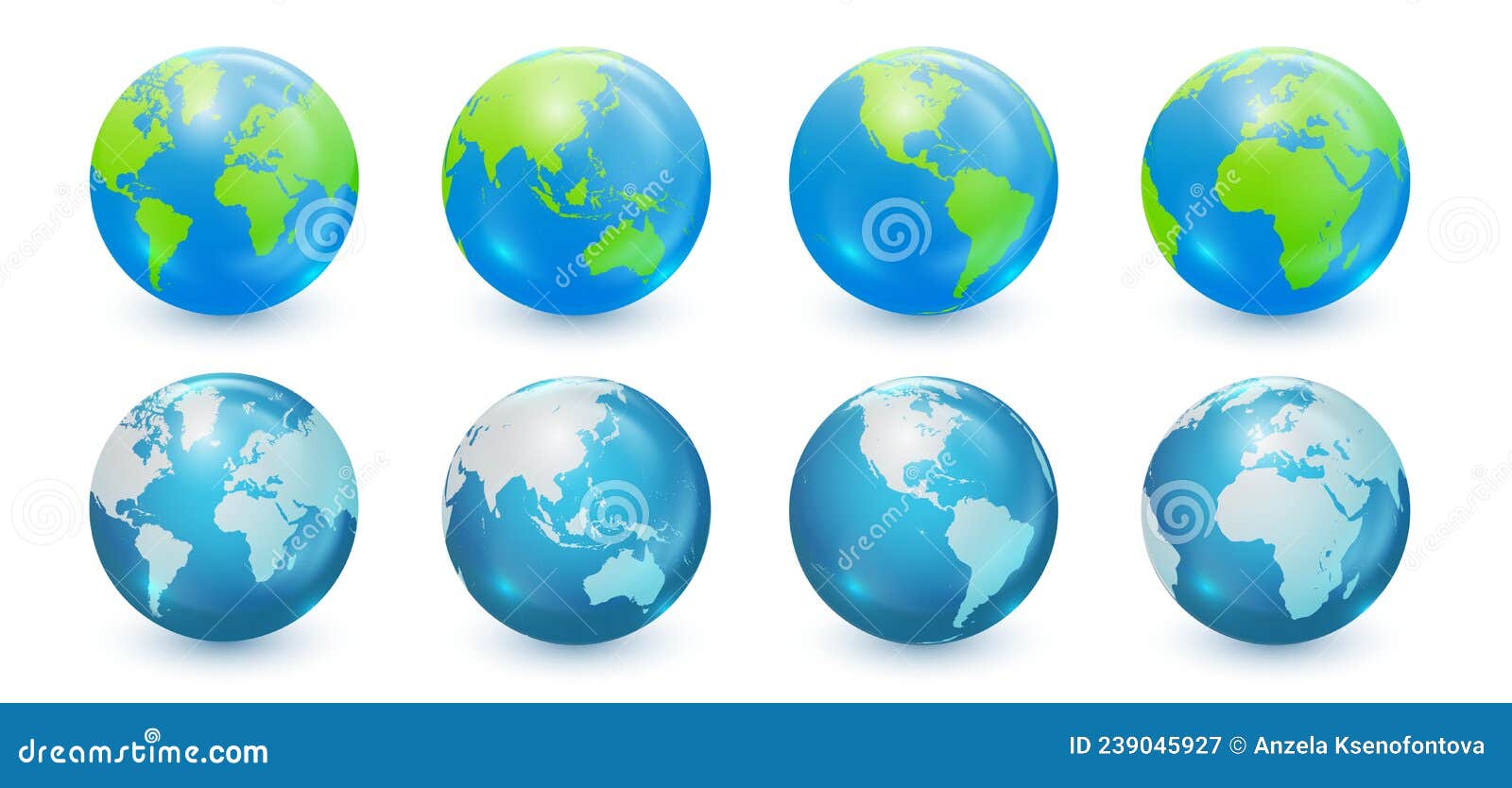 Globes Showing Earth with All Continents. World Map Globe Vector Icons ...
