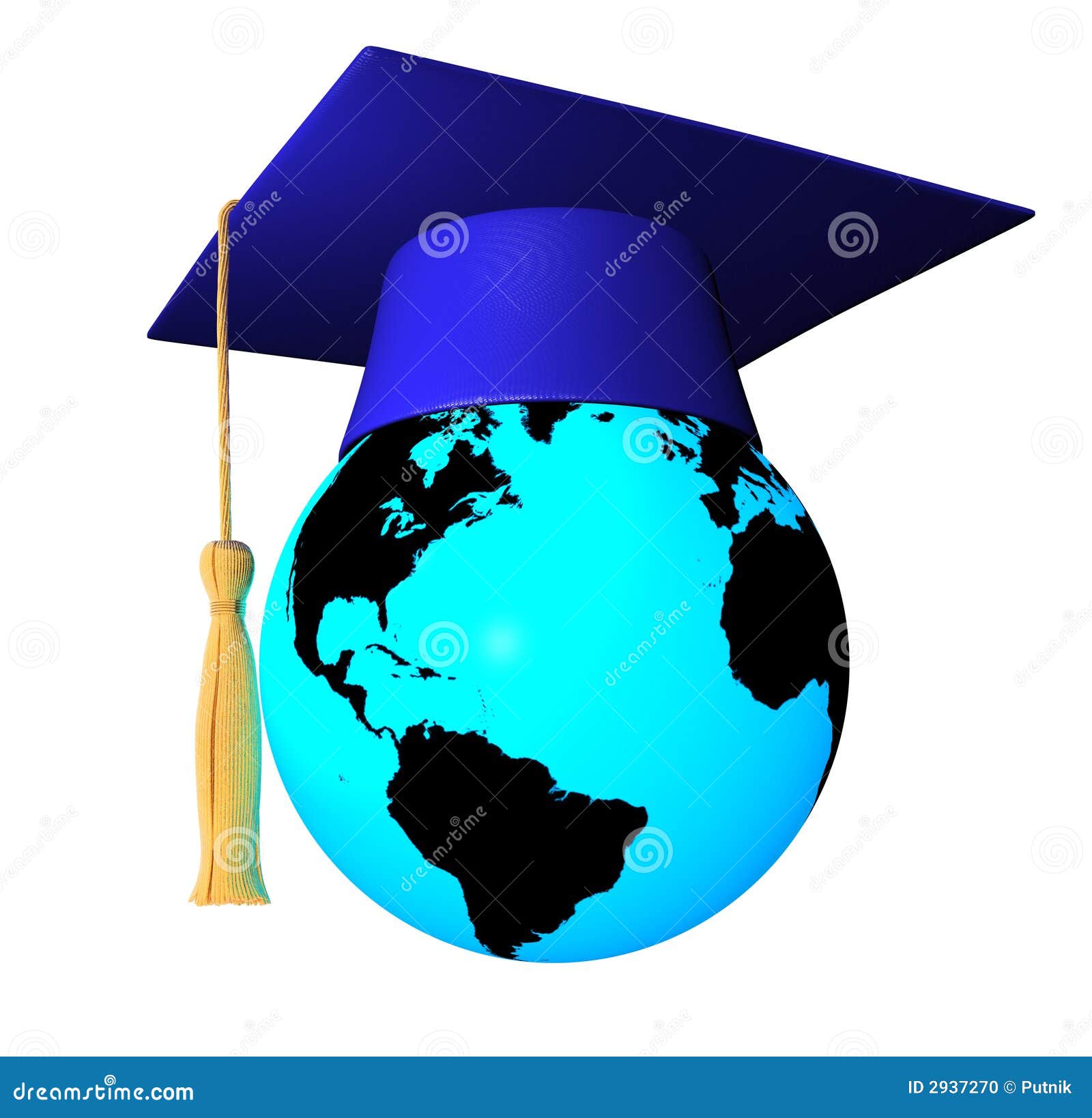 Globe with graduation cap stock illustration. Illustration of master ...