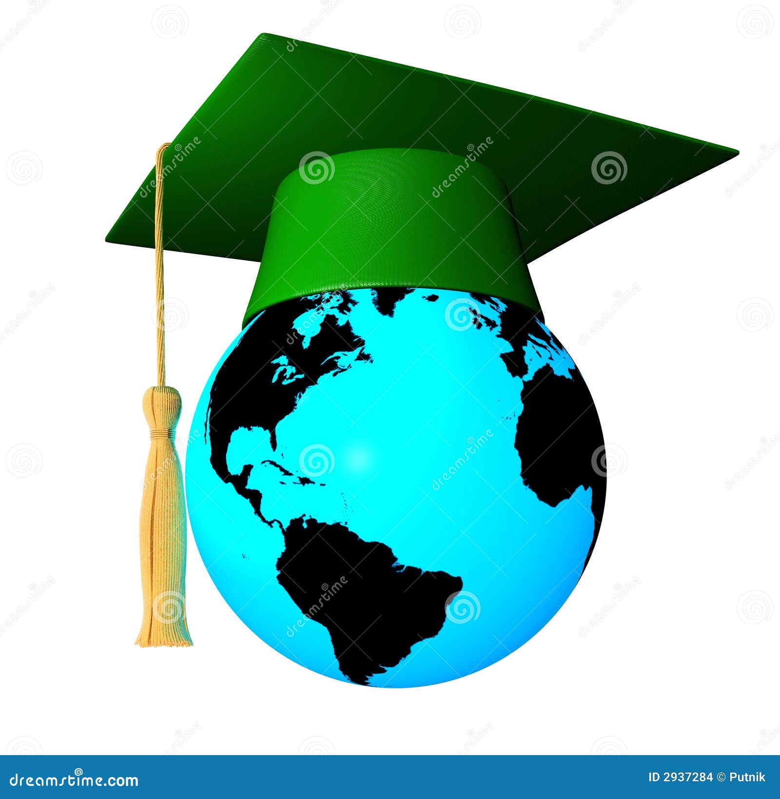 Globe with graduation cap stock illustration. Illustration of ...