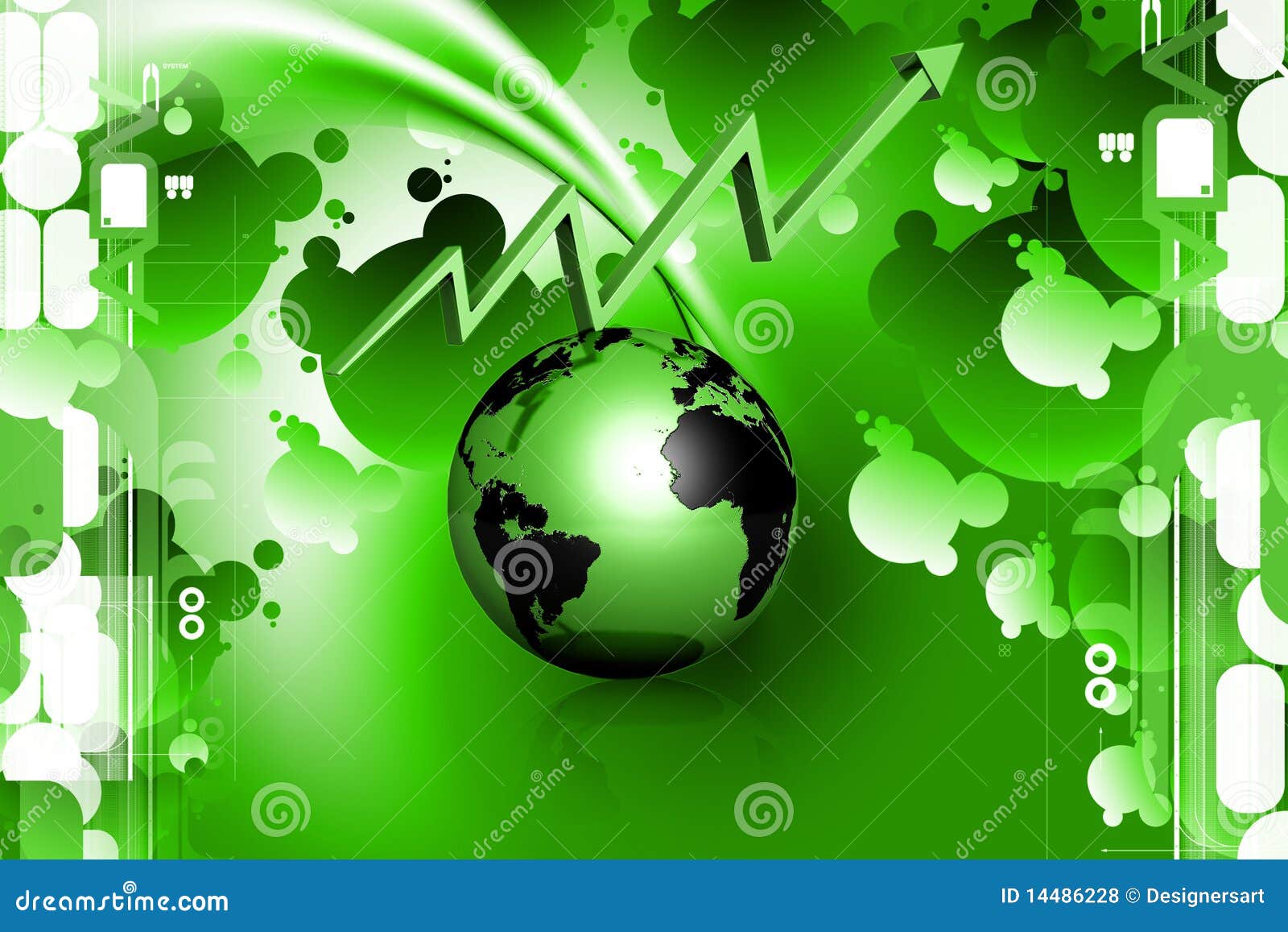 Globe and graph stock illustration. Illustration of arrow - 14486228