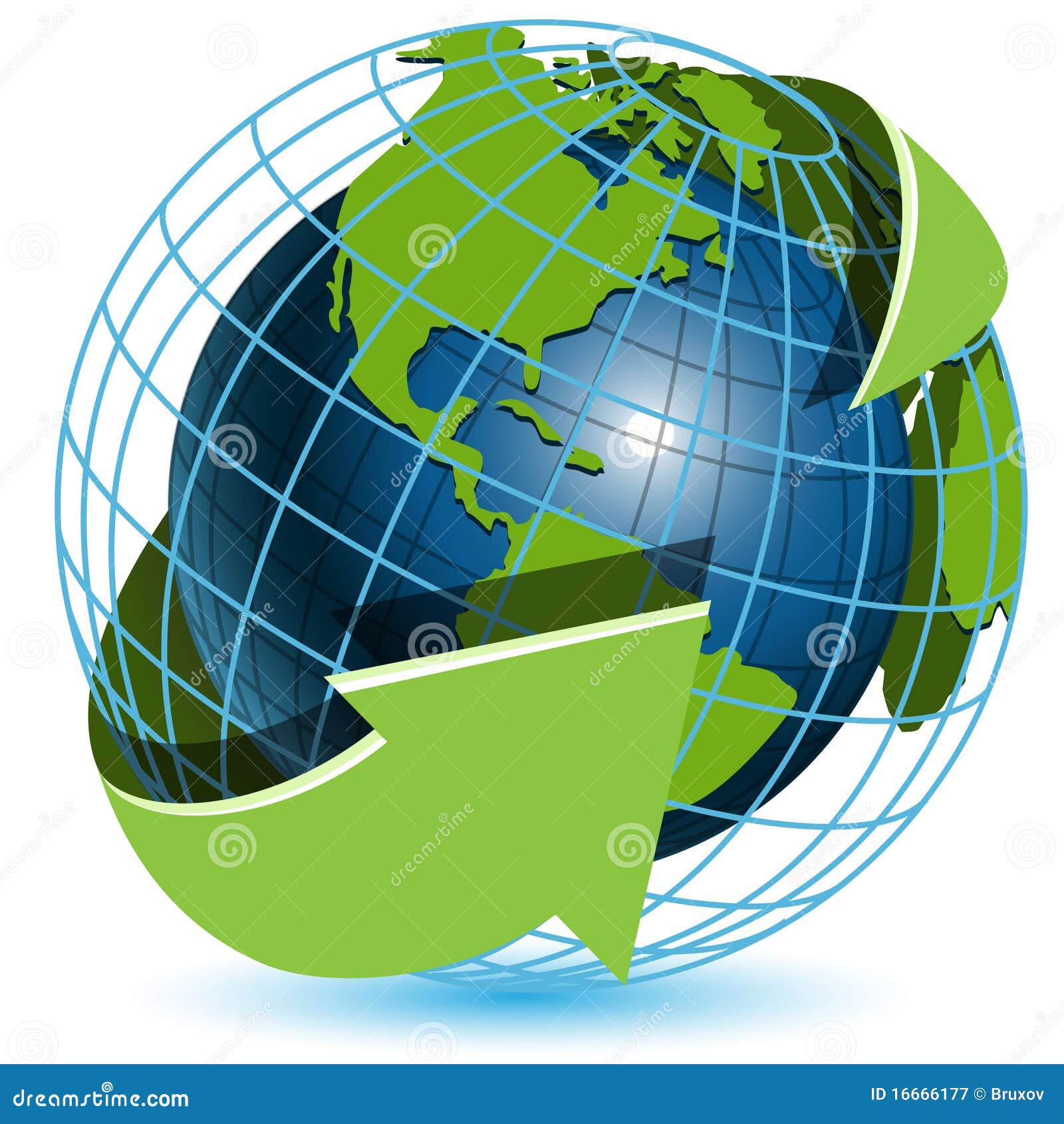 Globe and green arrows stock vector. Illustration of green - 16666177