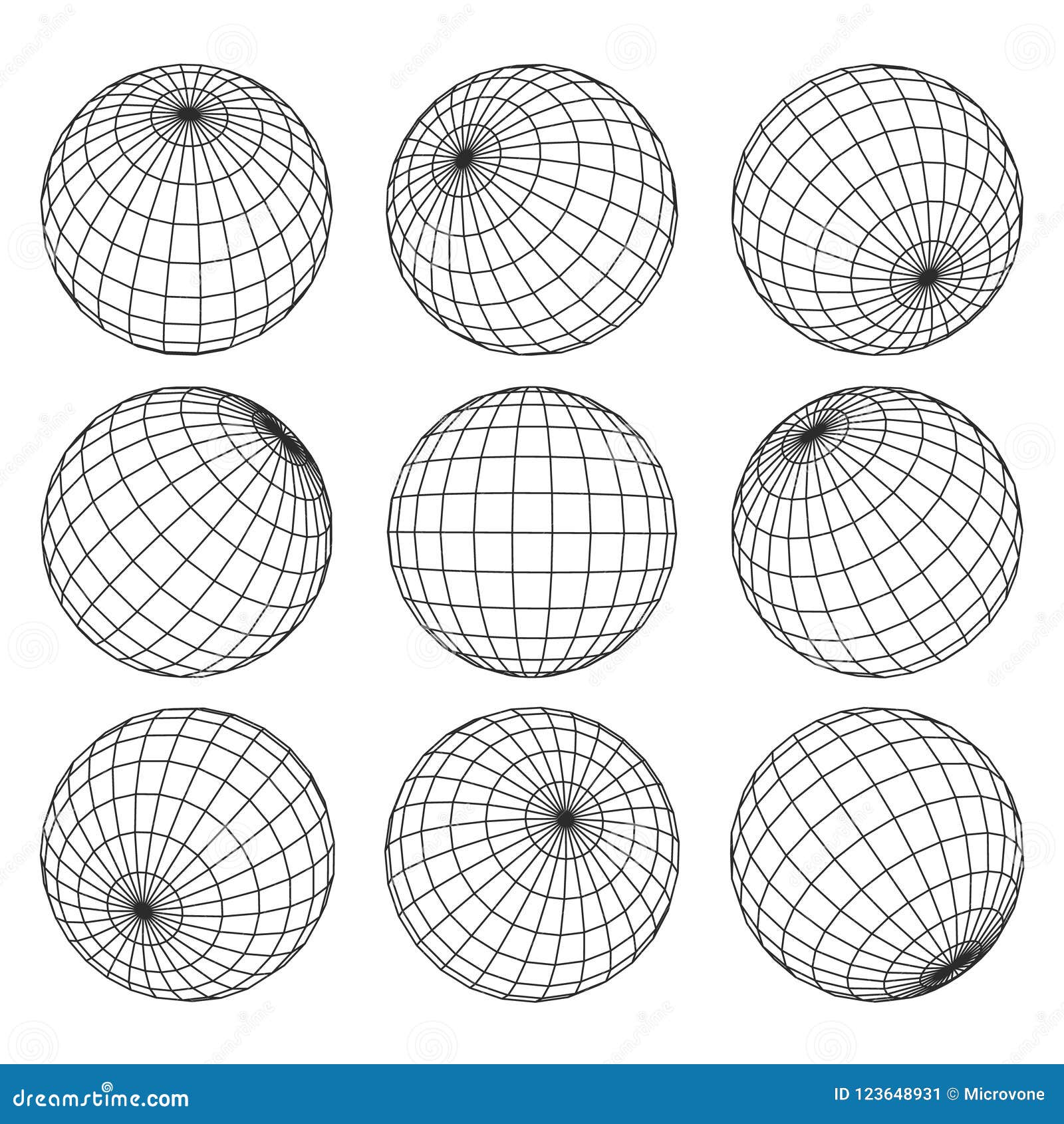 Globe Grid. 3d Sphere Wires, Earth Network Vector Isolated Set Stock ... Globe Grid. 3d Sphere Wires, Earth Network Vector Isolated Set Stock ...