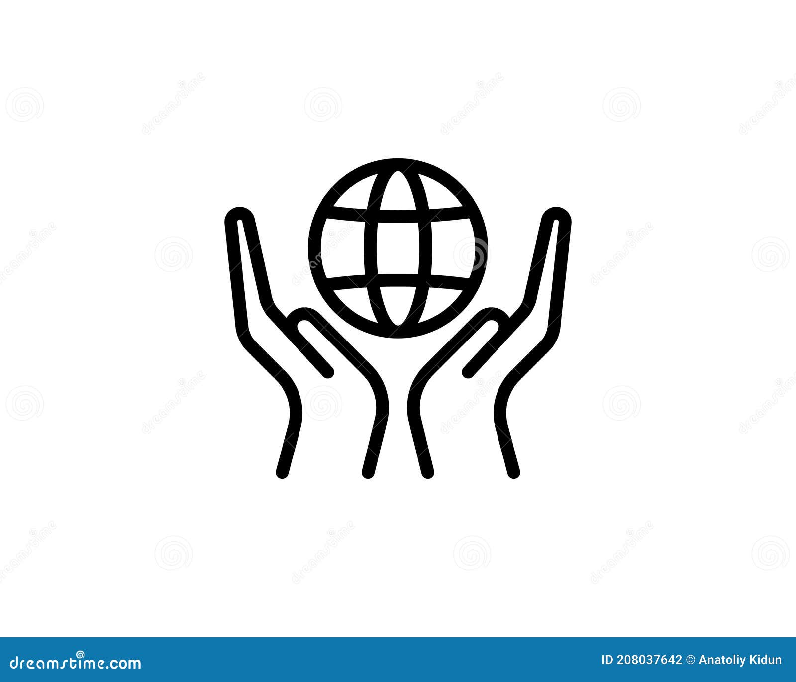 Globe in the Hand. Globe. Linear Icon. Planet Earth Stock Illustration ...
