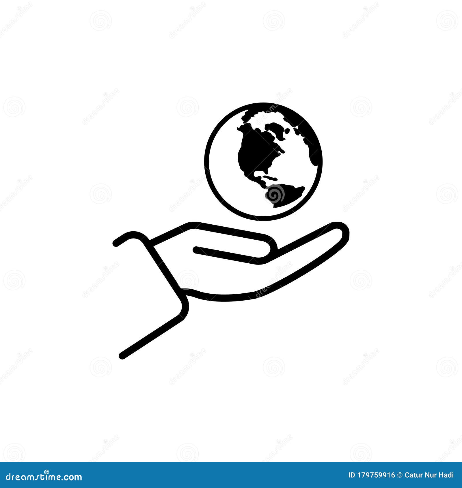 Globe and Hand Icon Flat Vector Template Design Trendy Stock Vector ...
