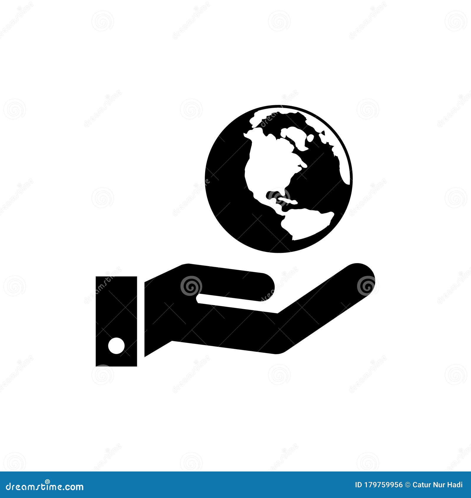 Globe and Hand Icon Flat Vector Template Design Trendy Stock Vector ...