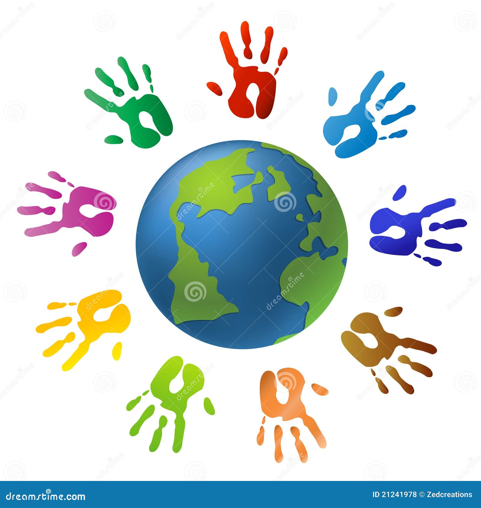 Globe And Hand Prints Vector Illustration | CartoonDealer.com #21241978