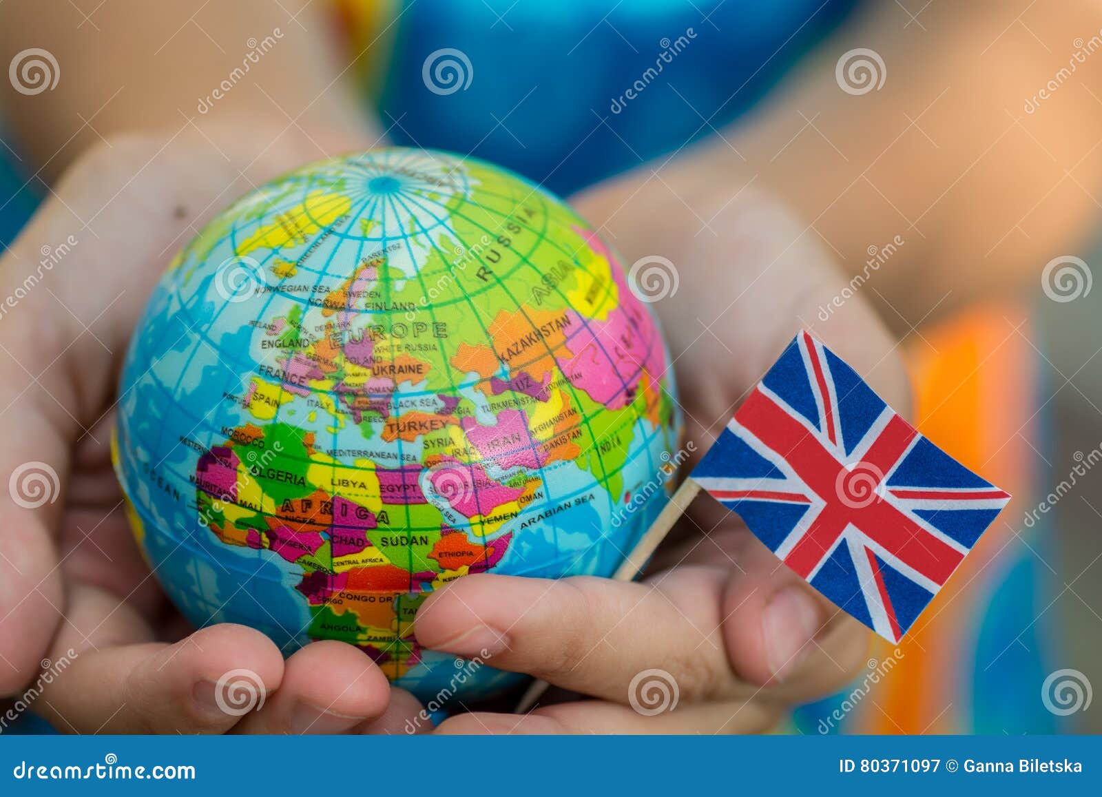 Globe in Hand with the UK Flag, Stock Image - Image of nature, flag ...