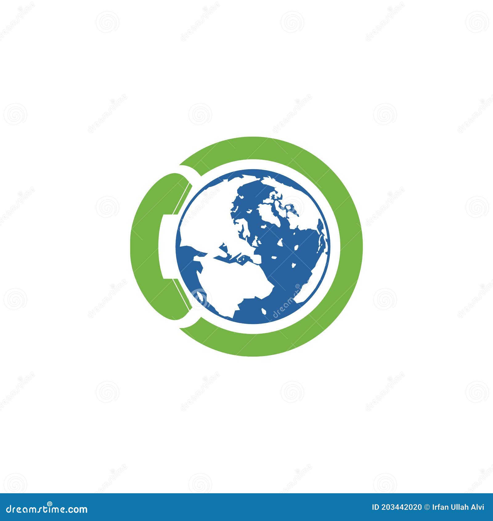 Globe with Handset Vector Logo Icon. Stock Vector - Illustration of ...