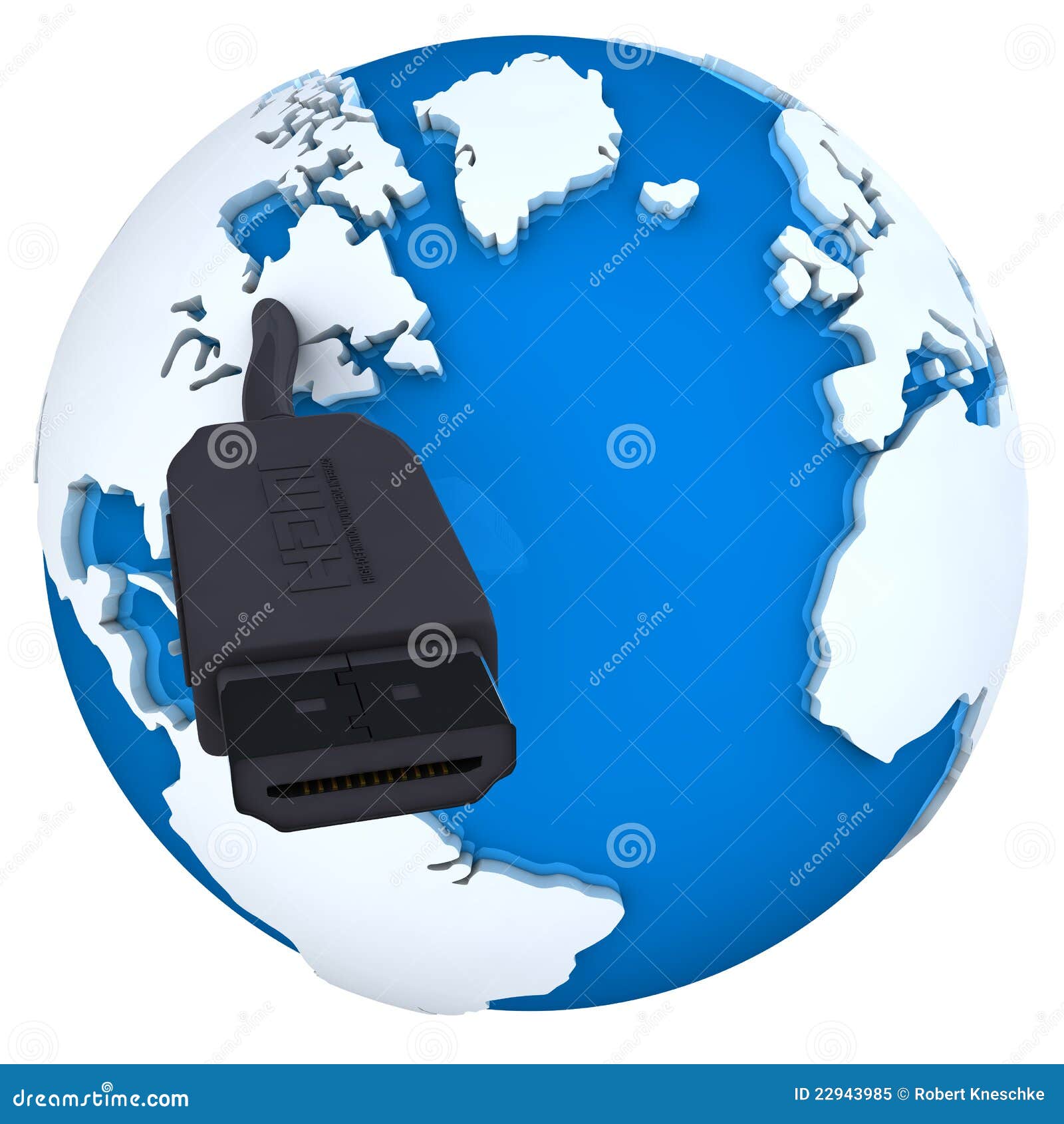 Globe with HDMI cable stock illustration. Illustration of earth - 22943985