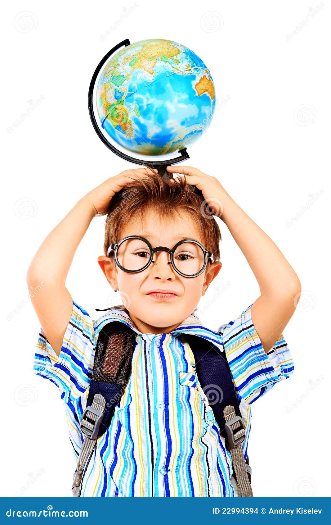 Globe on head stock photo. Image of fashion, childhood - 22994394