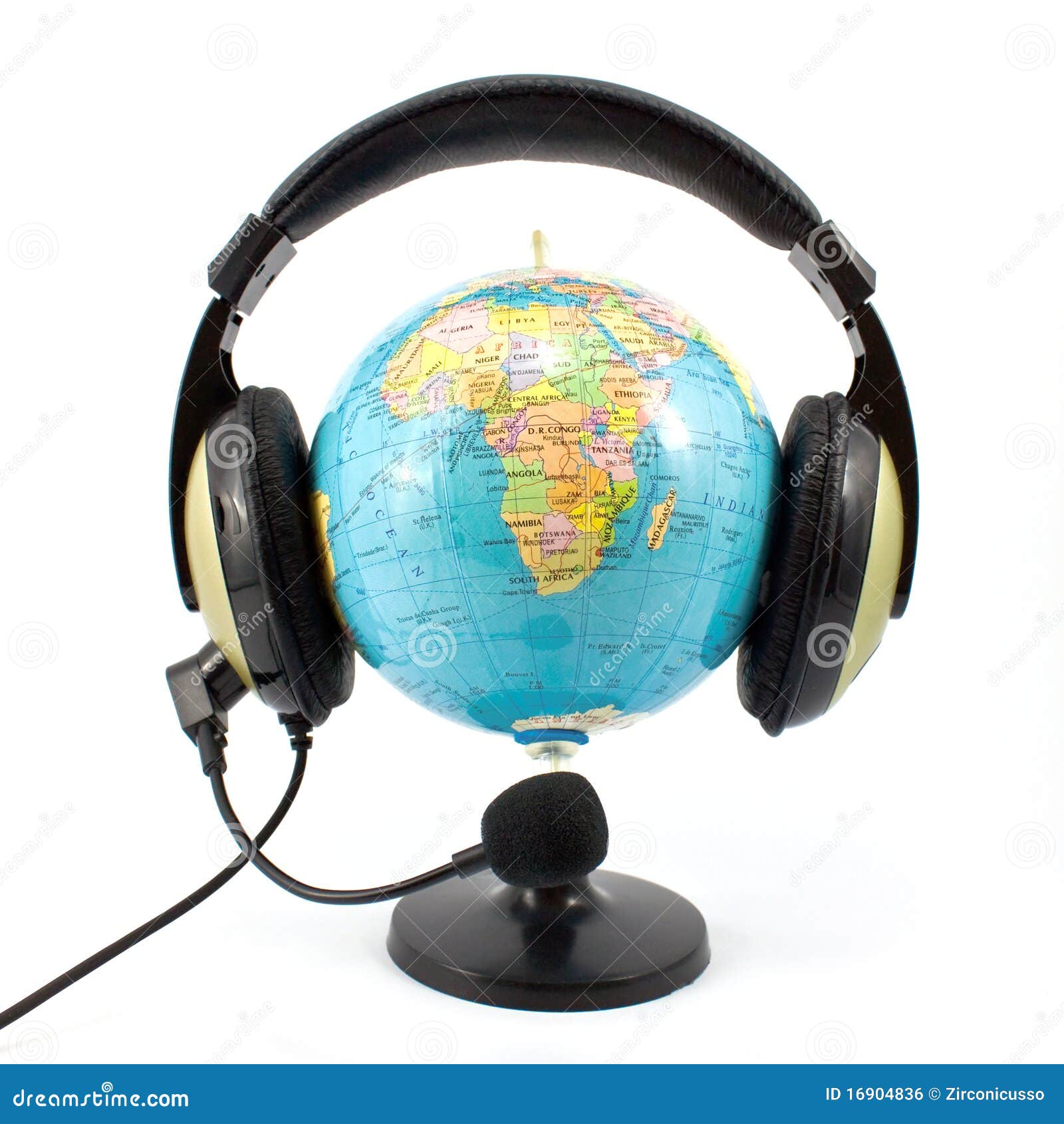 Globe and headphone stock photo. Image of longitude, isolated - 16904836