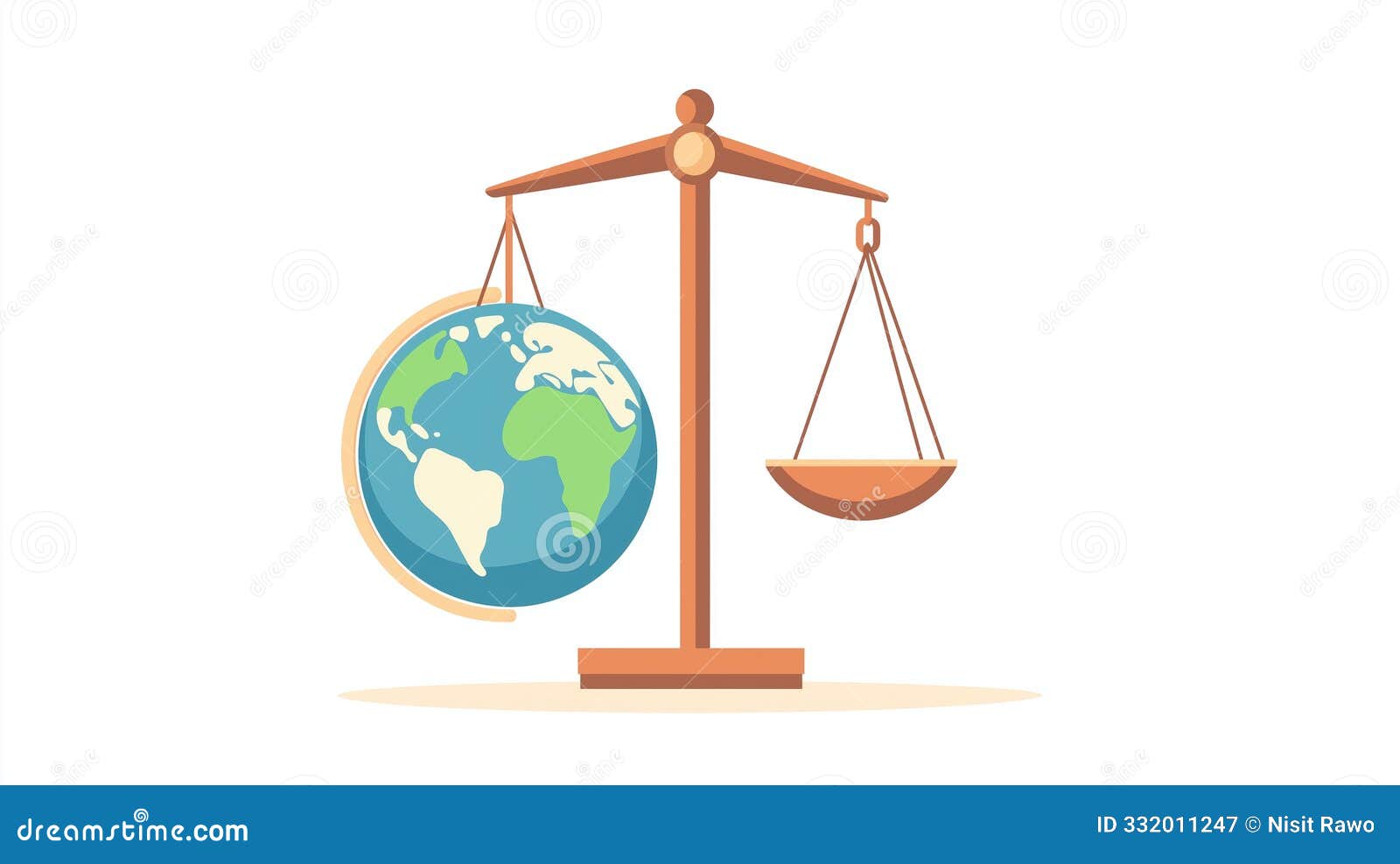 Globe Held Up by Justice Scales, Global Equality and Morality, Flat ...