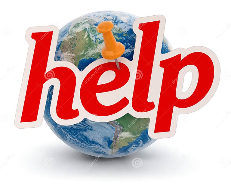 Globe and Help (clipping Path Included) Stock Illustration ...