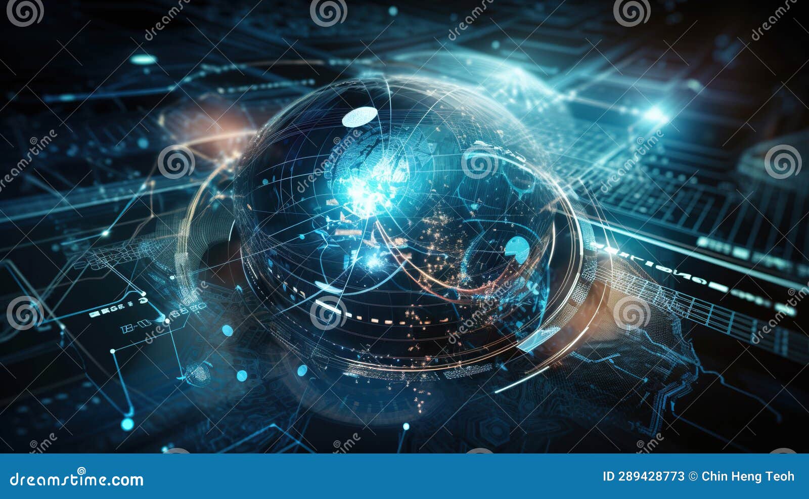 Globe and High Tech Background. Image Double Exposure Stock ...