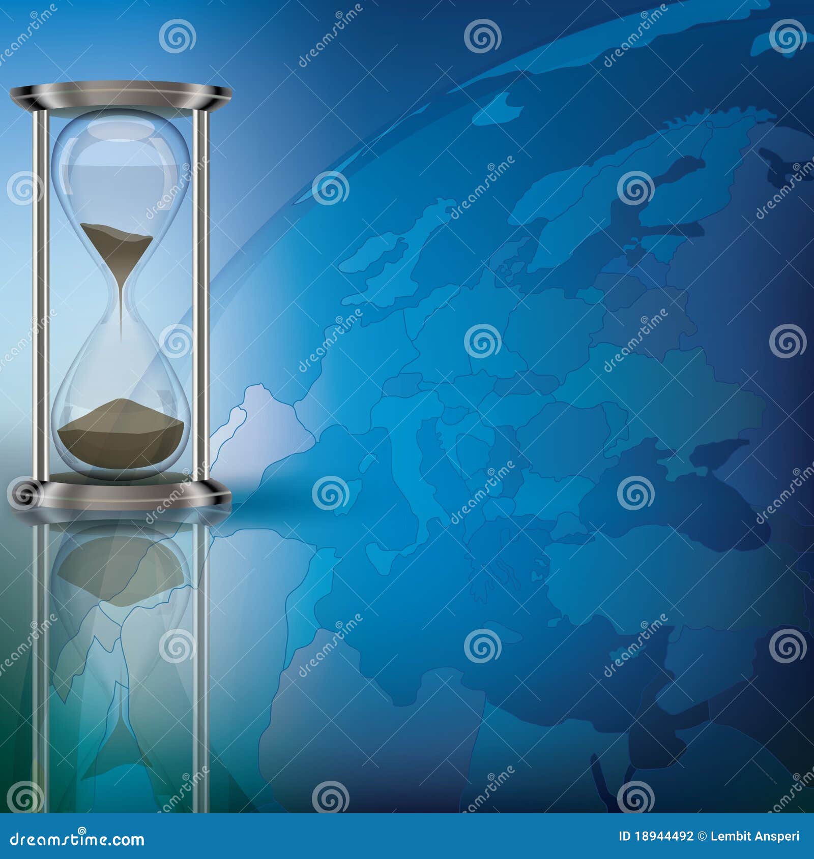 Globe and Hourglass on Blue Stock Vector - Illustration of global ...