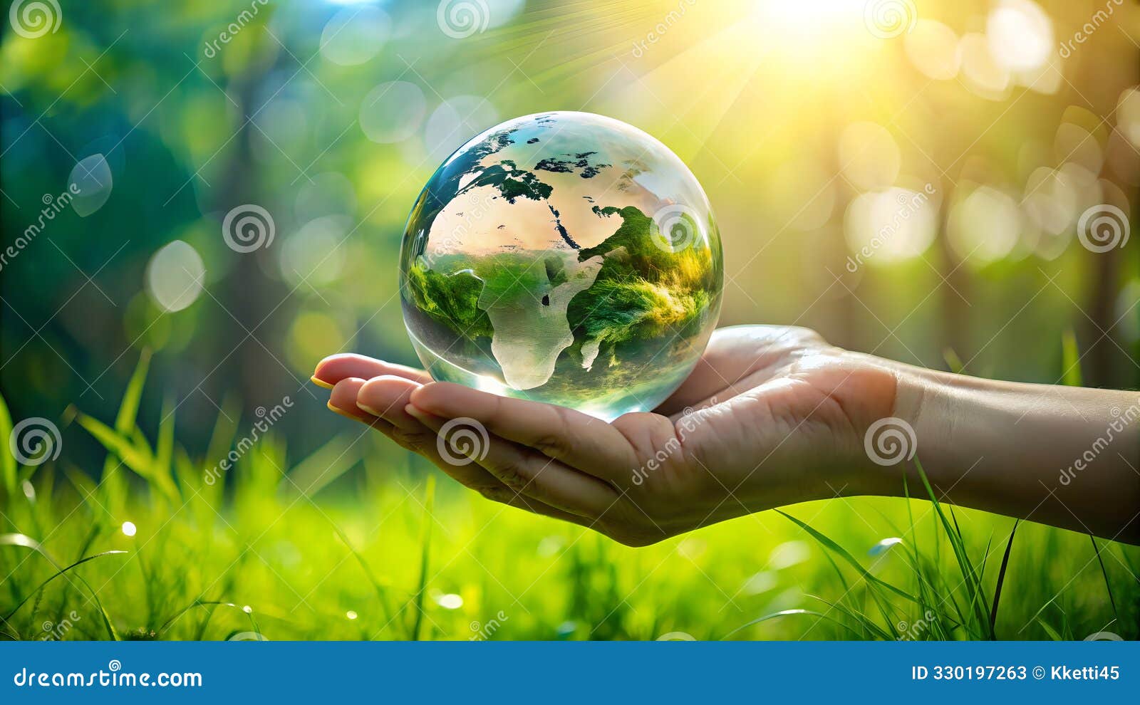 Two Hands With Earth Icon Protecting And Showing Care Vector Flat Style ...