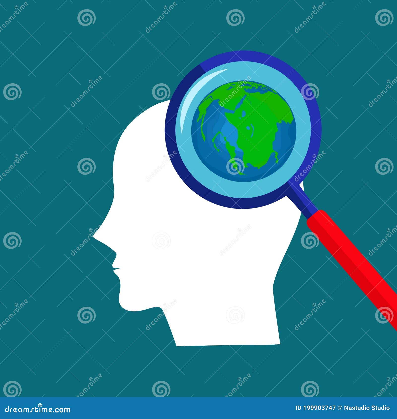 The Globe in the Human Head. the Concept of People Thinking about the ...