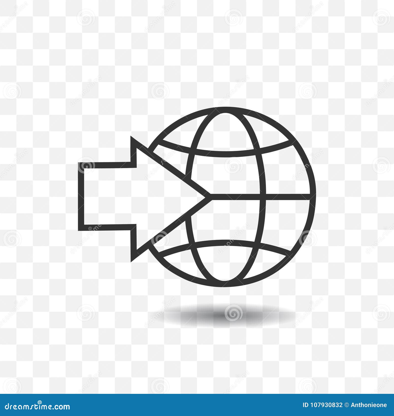 Globe icon with arrow. stock vector. Illustration of graphic - 107930832