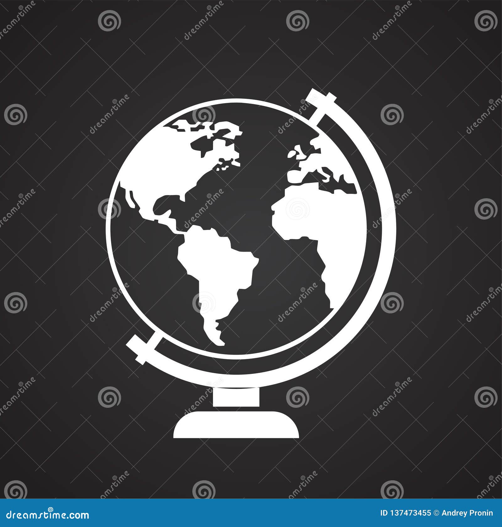Globe Icon on Black Background for Graphic and Web Design, Modern ...